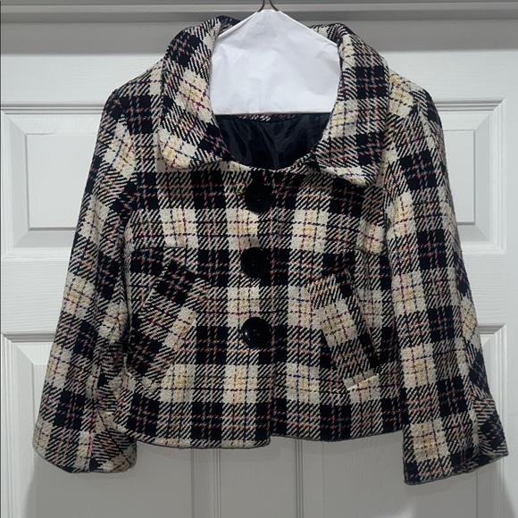 last kiss | Jackets & Coats | Last Kiss Plaid Womens Cropped Coat ...